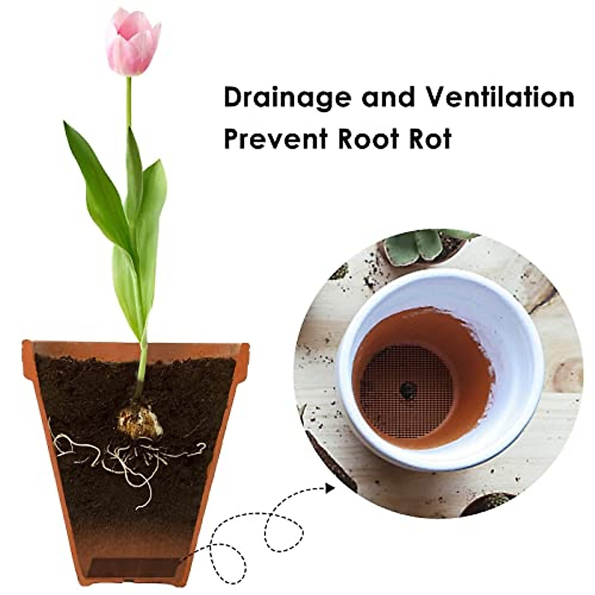 Flower Pot Hole Mesh Pad, 5 Pack 11.8x7.8 inch Rigid Polyethylene Squares Garden's Drainage Mesh Hole Screens, DIY Bonsai Pot Bottom Grid Mesh Mat Mesh Screen