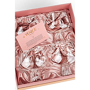 GLASSIQUE CADEAU Venice Goblet Cocktail Glasses for Gin Tonic, Aperol Spritz,Sangria | Modern Glassware Collection | Set of 4 | 17 oz Light Borosilicate Glass Balloons for Home Bar Drinks