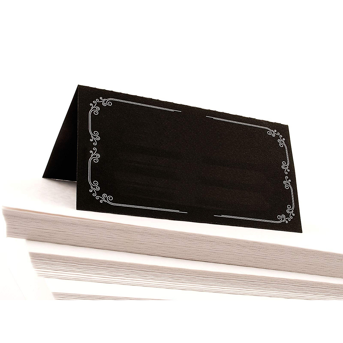 Summer-Ray 48 Black Modern Wedding Place Cards with White Rim Seating Cards Escort Cards