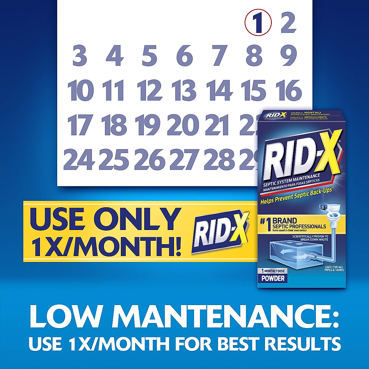 RID-X Septic Treatment, 3 Month Supply Of Powder, 29.4 oz