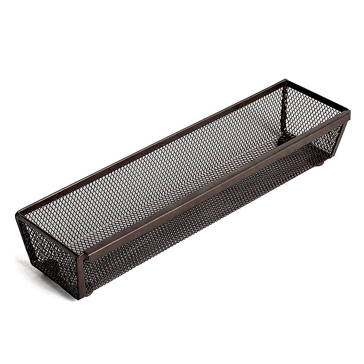 Smart Design Drawer Organizer - 12 x 3 Inch - Steel Metal Mesh Tray - with Interlocking Arm Connection - Utensils, Silverware, Organization - Kitchen - Bronze