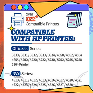 INKCLOUD Higher Yield 63XL Ink Cartridges Replacement for HP 63 Ink 63XL Work with HP OfficeJet 3830 4650 4655 5255 5258 Envy 4520 4512 4513 4516 DeskJet 1112 3630 2132 Printer(2 Black, 1 Tri-Color)