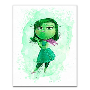 Inside Out Watercolor Wall Art Prints - Set of 6 (8 inches by 10 inches) Photos - Joy Sadness Fear Anger Disgust Bing Bong