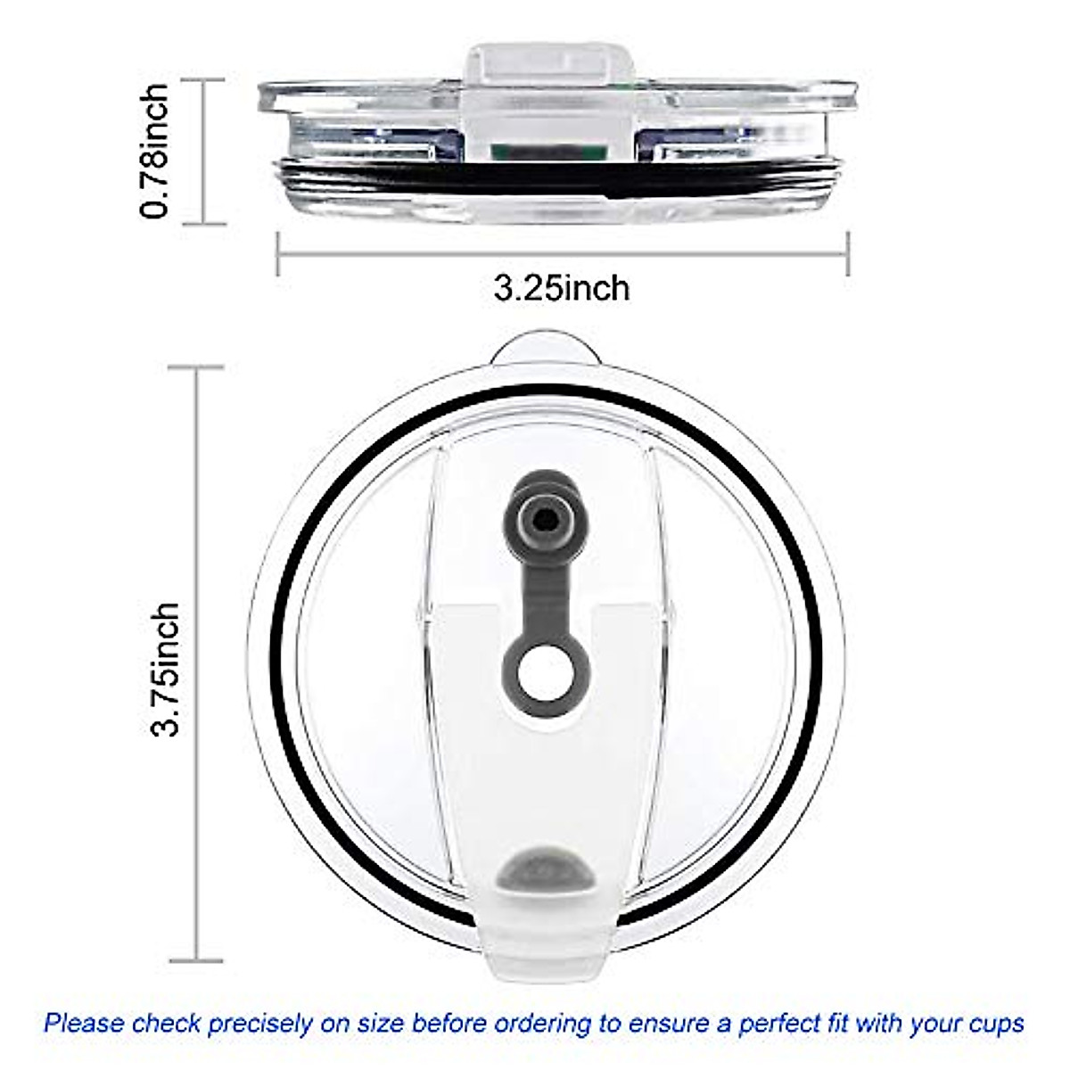 Rommeka 16oz Cups Replacement Lids, Spill Proof and Splash Resistant Lid also Suitable for Yeti Rambler, Ozark Trail 20oz Tumbler Straw Friendly (2 Pack)