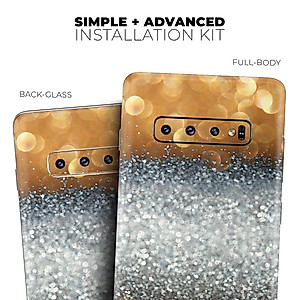 DesignSkinz Gold and Silver Unfocused Orbs of Glowing Light Protective Vinyl Decal Wrap Skin Cover Compatible with The Samsung Galaxy S20 (Screen Trim & Back Glass Skin)