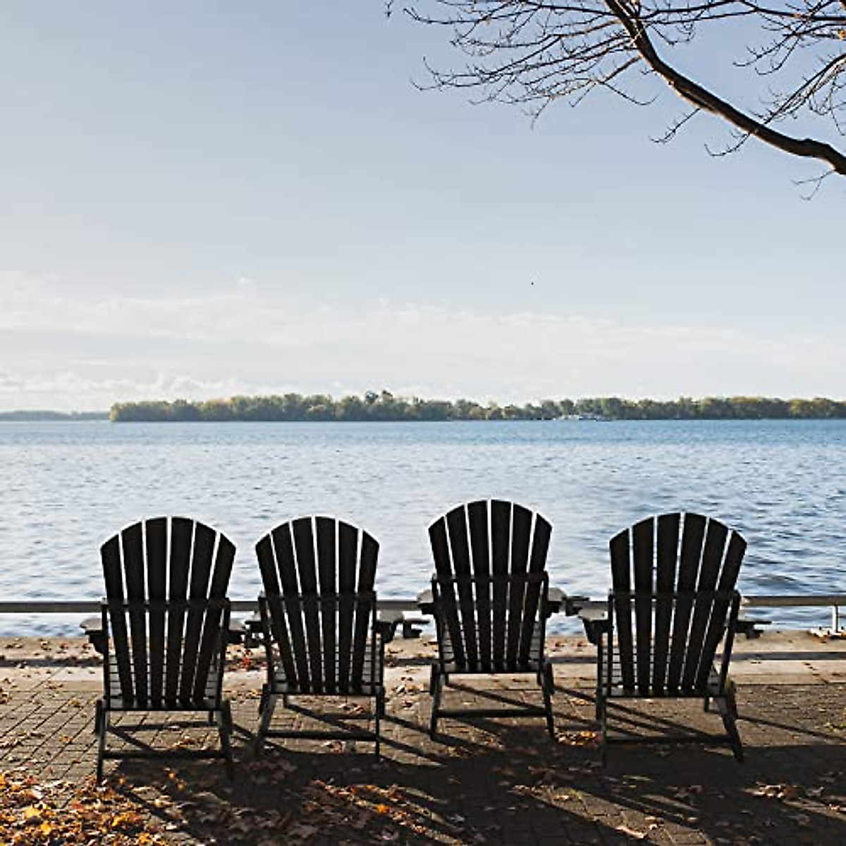 FUNBERRY Folding Adirondack Chair Set of 4, Fire Pit Chairs, Plastic Adirondack Chairs Weather Resistant with Cup Holder, Composite Adirondack Chairs