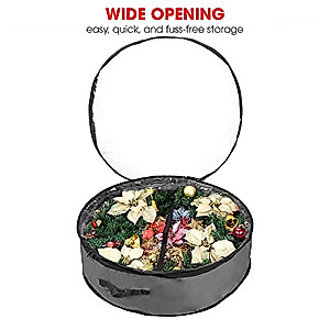 Primode Christmas Wreath Storage Bag 48" | Garland Wreaths Container with Clear Top Window for Easy Holiday Storage 48"X10"| Durable 600D Oxford Material (48", Gray)