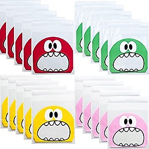 Yssreey 400 Pcs Cute Cookie Bags Resealable Gift Bags, 4 x 4 Inches Self Sealing Cellophane Bags for Kids Party Packaging Cookies Gifts Favors Products Candy
