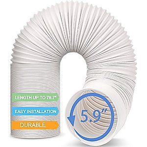 Air Conditioner Hose, Portable Exhaust Vent Hose with 5.9 Inch （6‘’） Diameter, Counterclockwise AC Hose Length to 80 Inch, Universal Replacement AC Vent Hose for LG and Many More Portable AC