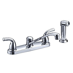 2-Handle Joss Side Sprayer Kitchen Faucet with Ceramic Disc Cartridge and Deck Plate in Chrome