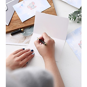 Winoo Design Heavy Duty Baby Shower Thank You Cards Boy - 36 PK - Silver Letterpress Elephant Thank You Cards Baby Shower Baby Boy Thank You Cards Cute Watercolor Thank You Cards Blue