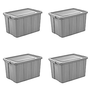 Sterilite 16796A04 Storage Tote, 30 gallon, Cement Lid and Base (Pack of 4)