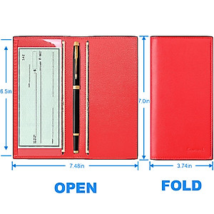 CASMONAL Premium Leather Checkbook Cover for Men and Women Checkbook Holder Wallet RFID Blocking