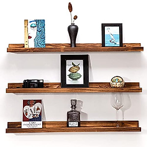 MBYD 36 Inch Floating Shelves for Wall Set of 3, Wall Mount Carbonized Black Picture Ledge Nursery Bookshelf for Bedroom, Living Room, Office, Kitchen, Set of 3 Same Dimensions