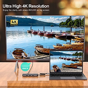 RUBU 8- in-1USB C Hub Multiport Adapter with Ethernet Driverless Compatibility with Mac, Windows, iPhone 15, Chromebook, USB, Thunderbolt, PD Charging, Ethernet, 4K60Hz HDMI, 2X USB, SD/microSD