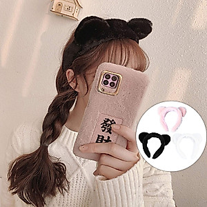 Lurrose 3pcs Animal Ear Headband Plush Makeup Headband Spa Headband Turban Cat Hair Band for Women Gilrs Washing Face Cosmetic Shower Sport