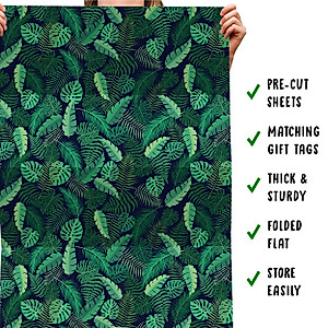 CENTRAL 23 Wrapping Paper (x6) Sheets - Green Leaves and Plants - Eco Gift Wrap for Men and Women - Recyclable - Trendy Design for Girls - For Birthdays