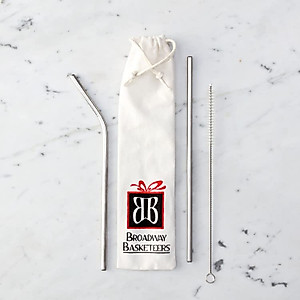 Broadway Basketeers Thank You Gift Mug with Chocolate and Sweets. Large 16oz. Insulated Gift Mug Includes 3 Piece Set of Metal Straws A Great Way to Show Your Appreciation Mom Dad & Friends