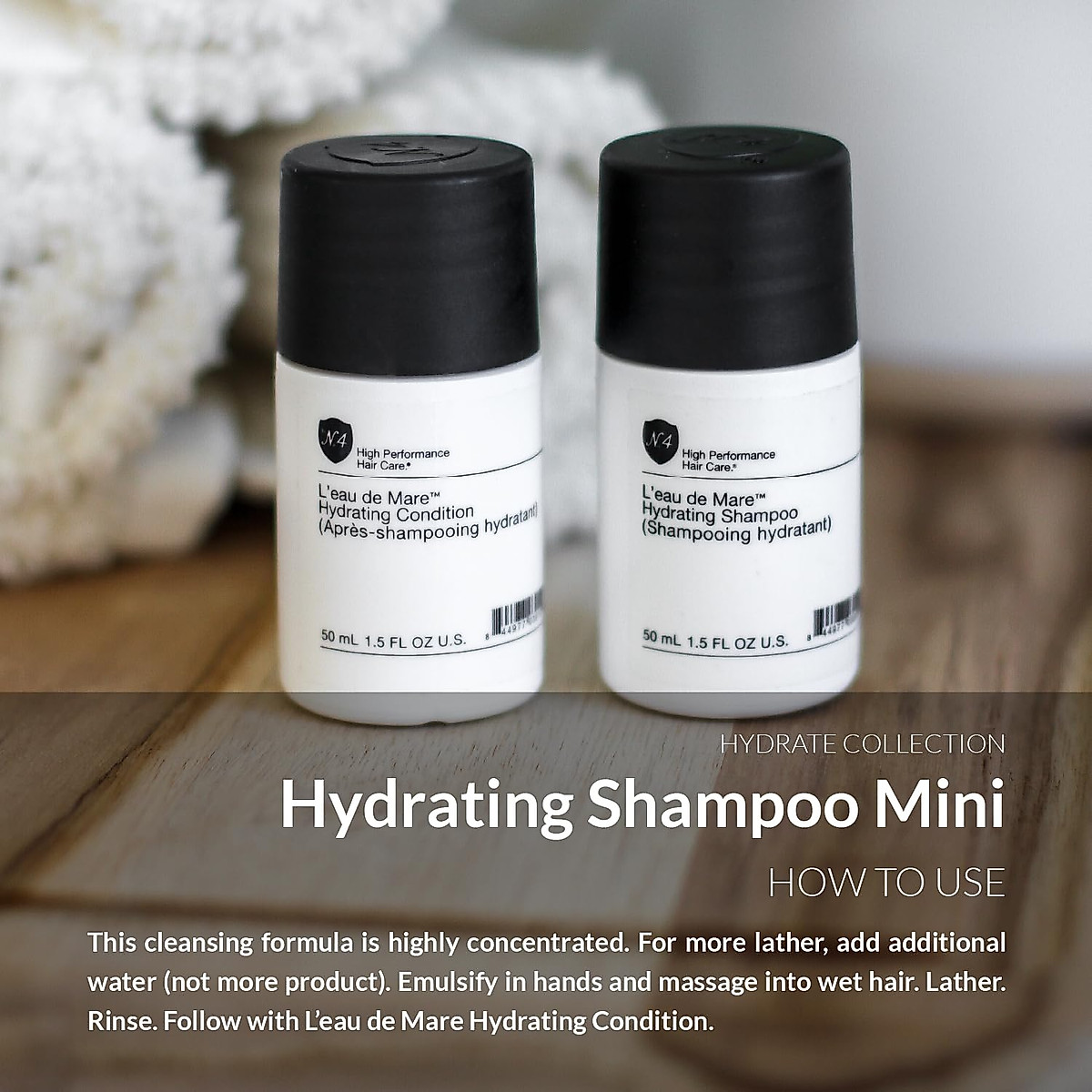 Number 4 Mini Hydrating Shampoo, Travel Size Shampoo for Women and Men. Sulfate, Gluten, & Paraben Free. Moisturizing & Color Protecting, 1.5 oz