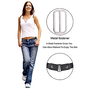 Syhood 4 Pieces No Buckle Stretch Belt Buckle-free Belt Invisible Elastic Belt with 4 Pieces Buckles for Jeans Pants