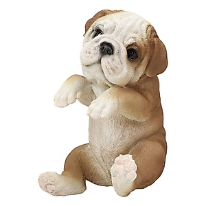 Ebros Lifelike Pot Pal Hanging Bulldog Puppy Pooch Dog Statue 7.5" Tall with Glass Eyes Hand Painted Realistic Bulldogs Pedigree Dogs Decor Figurine Animal Pet Sculpture Garden Patio Decorative