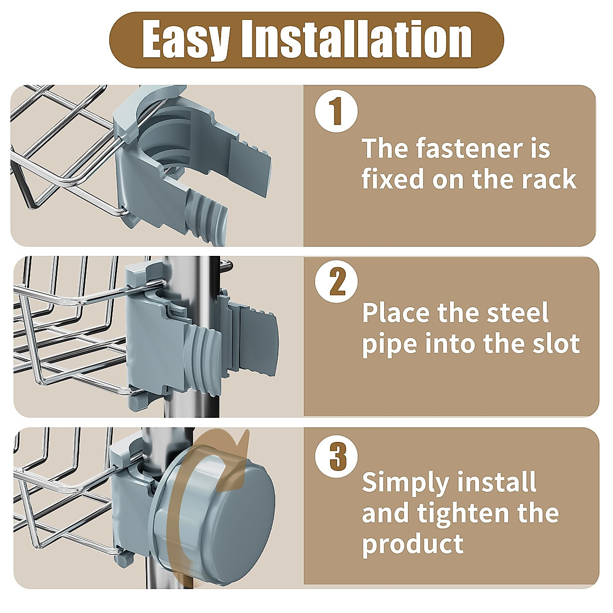 Aexbxoa Kitchen Sink Faucet Organizer, Sponge Holder for Kitchen Sink, Adjustable Detachable Stainless Steel Faucet Rack for Bathroom, Scrubbers, Soap