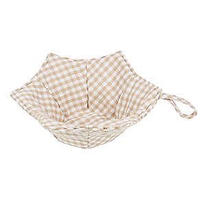 MHTTEC Beige Plaid Bowl Cozy Large Bottom 1PC Microwaveable Soup Bowl Holder Cotton Bowl Cozy Huggers