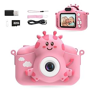 TIATUA Kids Camera for Girls & Boys, Toddler Camera for Age 3-10 Kids with 32GB Card & Dual Lens, 1080P Kids Digital Camera for 4 5 6 7 8 9 10 Year olds (Pink)