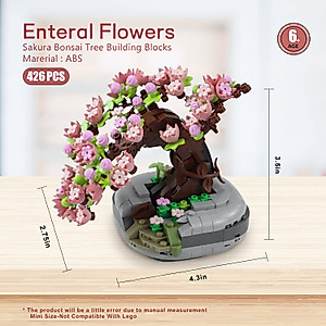 Waktuk Mini Bricks Sakura Bonsai Model Cherry Blossom Potted Plant Tree Building Block Kit 426 PCS, Mini Particle Simulation Flower Botanical Collection Construction Toy
