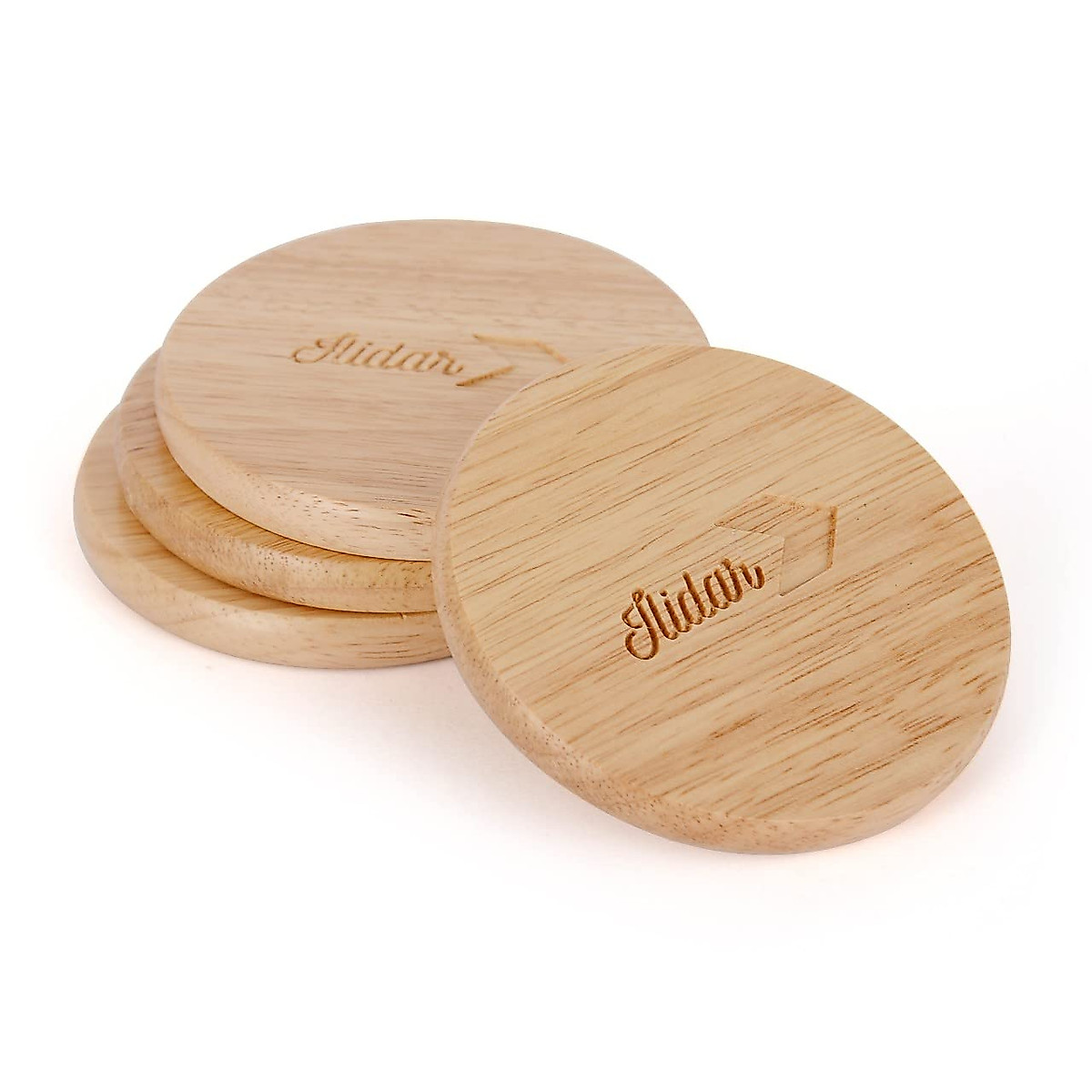 3in 1 Bottle Opener Coaster and Magnet Set of 4 Oak 10cm x 10cm
