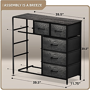Sorbus Dresser with 9 Faux Wood Drawers - Storage Unit Organizer Chest for Clothes - Bedroom, Hallway, Living Room, Closet, & Dorm Furniture - Steel Frame, Wood Top, & Easy Pull Fabric Bins