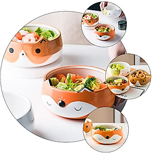 DOITOOL 3D Fox Ceramic Salad Bowl Cereal Bowl Pasta Bowls for Soup Fruits Orange and White