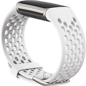 Fitbit Charge 5 & 6 Sport Accessory Band, Official Fitbit Product, Frost White, Small