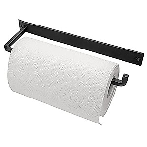 Blacksmith Handmade Farmhouse Wrought Iron Wall Mount Decorative Rustic Paper Towel Holder for Kitchen #MD19002 (Black)
