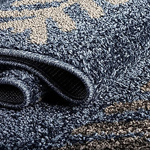 Unique Loom Autumn Collection Area Rug - Arrow (3' 3" Round, Navy Blue/ Gray)