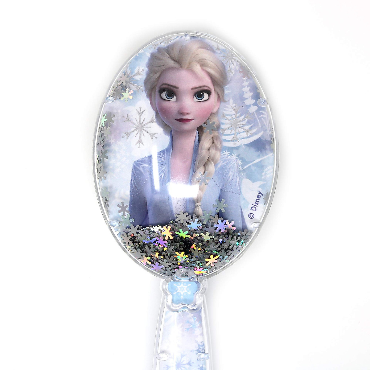 Frozen 2 Girls Snowflake Confetti Hair Brush, Silver - Ages 3+