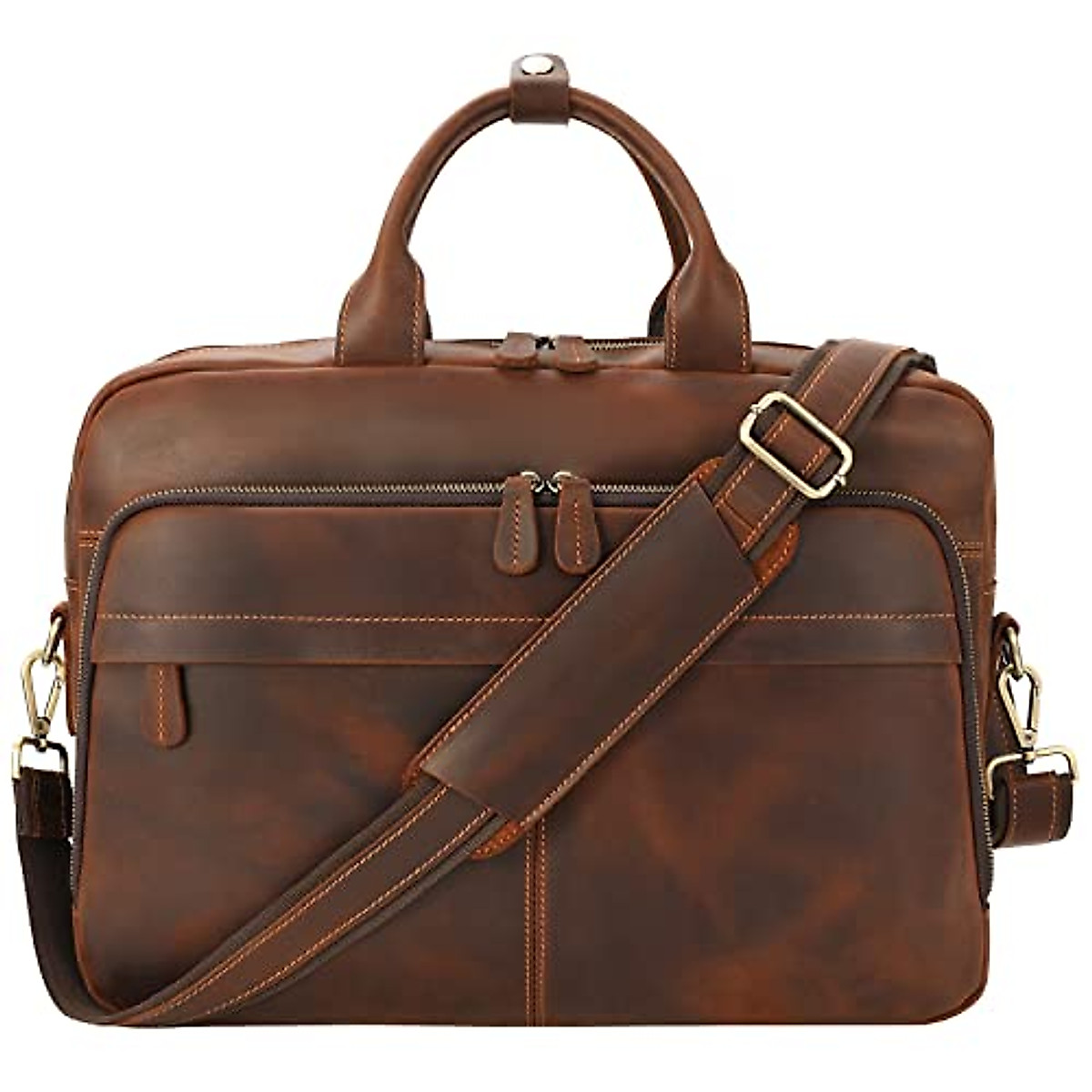 Jack&Chris Leather Briefcase for Men,Retro Business Travel Messenger Bag,Large 15.6 Laptop Work Bag