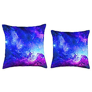 marabonsDesignsWithGalaxy Galaxy Nebula Space Universe Stars Cosmos Purple Blue Throw Pillow, 18x18, Multicolor