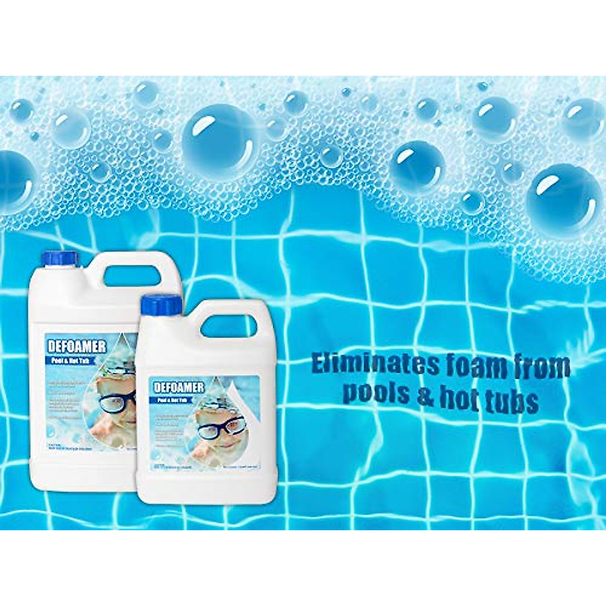 Pool & Hot Tub Defoamer, 1 Gallon, Quickly Eliminate Foam in Pool or hot tubs.
