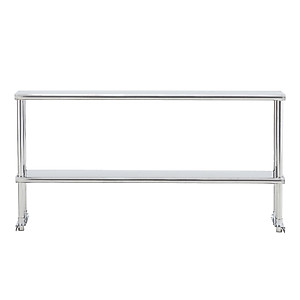 Agrestem Stainless Steel Double Shelf,72 Inch Restaurant Kitchen Shelf, Supports Up to 800 Pounds, NSF Commercial Adjustable Double Shelf 2 Tier for Restaurant, Kitchen and Workshop, Silver