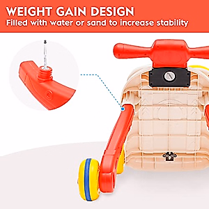 Baby Walker Sit-to-Stand Learning Walker Kids Activity Center Entertainment Table Lights & Sounds & Music & Rotating Gear & Rocket Rattle & Steering Wheel Educational Push Toy for Babies Toddlers(Red)