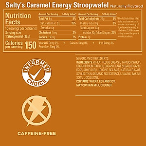 GU Energy Stroopwafel Salty's Caramel Sports Nutrition Waffle, Caffeine-Free, and Kosher dairy, On-the-Go Energy for Any Workout, 16 Count