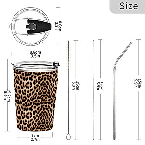 SUABO Leopard Print Cheetah Pattern Tumbler with Lid,Stainless Steel,Vacuum Insulated Coffee Mug,Sport Water Bottle Drinking Cup,Stays Cold/Hot,600 ML
