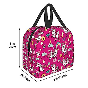 Unicorn Insulated Lunch Bag with Front Pocket,Reusable Cooler Tote with Zipper for Men & Women