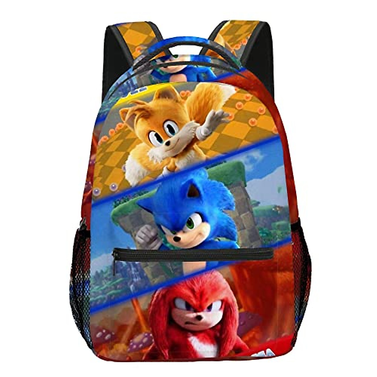 GDFENDU Anime Hedgehogs Knuckles Tail Backpack with Keychain Travel Backpack 17 in Cartoon 3D Print Bookbag Teen Laptop Backpack (A)