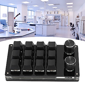 Sonew One Handed Mechanical Keyboard 12 Key RGB Gaming Keyboard DIY Programmable Keypad for Office Gaming Lab(Full Black)