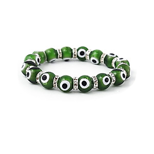 Pingyongchang Evil Eye Bracelet Charm Beaded Crystal Bracelets Jewelry Boho Protection Stretch Bracelets for Women Womens Strand Jewelry GREEN