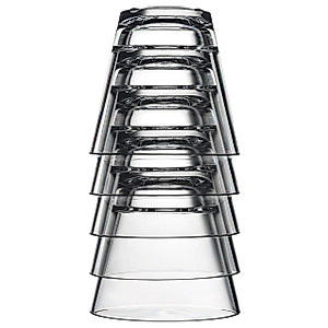 Drinique Unbreakable Caliber Rocks Whiskey Glass (Set of 4) 9.5oz Old Fashioned Whiskey Glasses - Stackable, Shatterproof, Dishwasher Safe - Clear