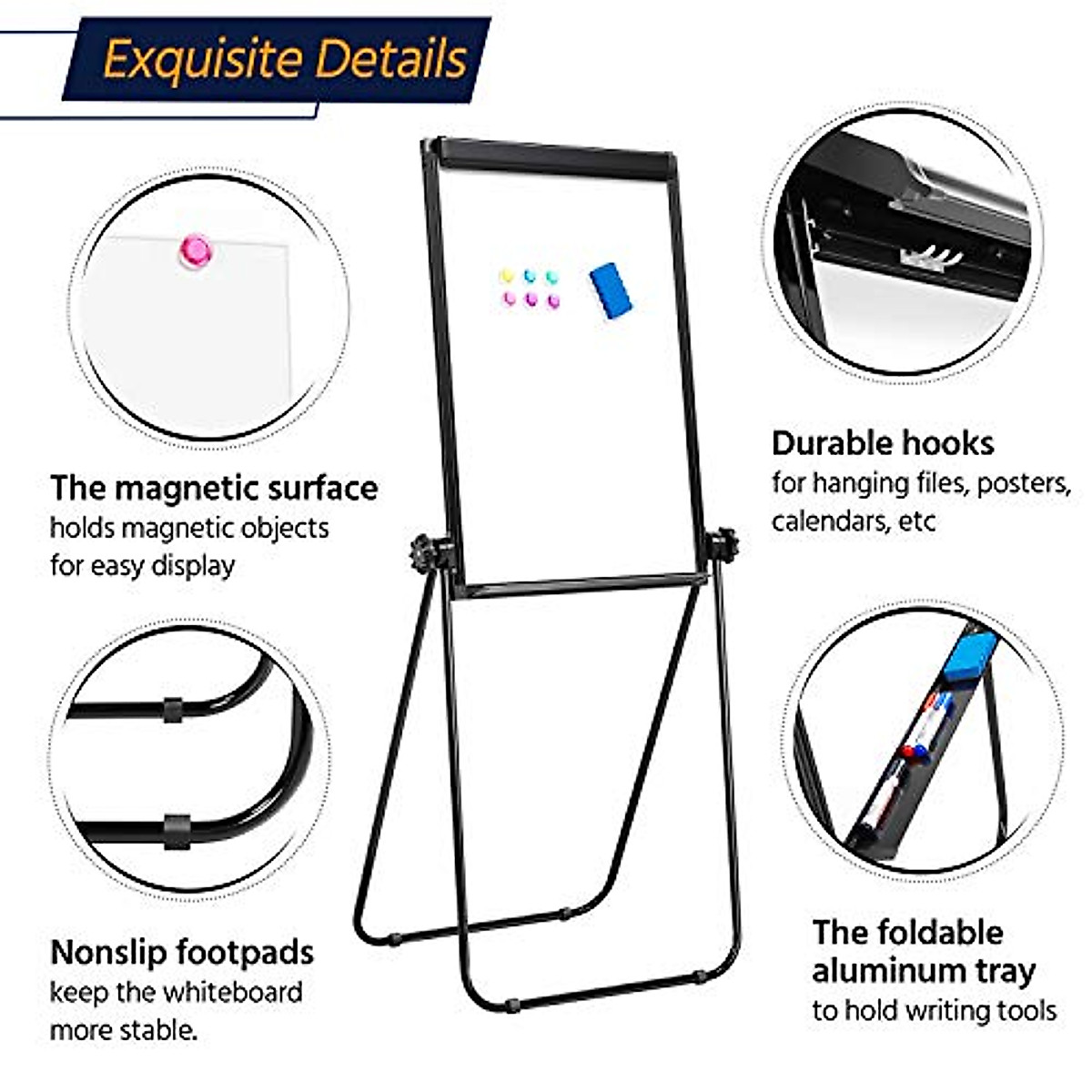 Yaheetech Stand White Board Magnetic 36x24 inches Dry Erase Board Double Sided Adjustable Flipchart Easel Portable Whiteboard with Flipchart Hook for Tabletop Presentation Discusssion Meeting Teaching