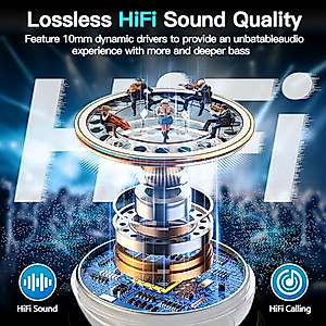 kurdene P3 Wireless Earbuds Bluetooth 5.3 Headphones, Deep Bass Stereo with Microphone Earphones in-Ear, Immersive Premium Sound Ear Buds for iPhone, Android-Clear